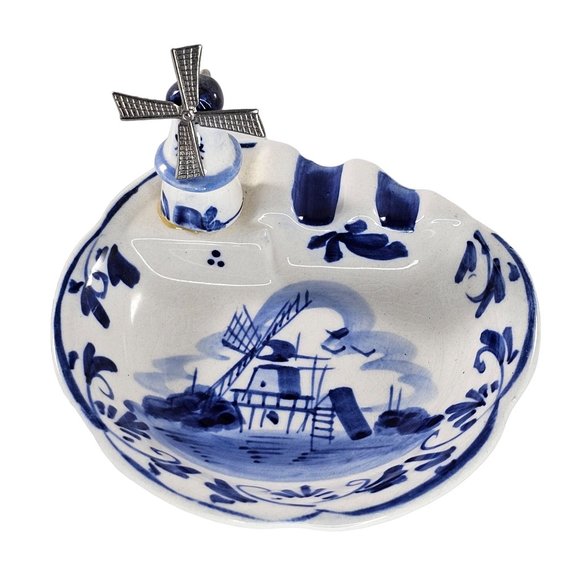Delft Blue | Accents | Vintage Delft Blue Windmill Ash Tray Trinket ...